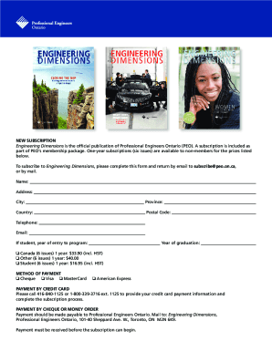 Fillable Online Engineering Dimensions Subscription. Engineering ...