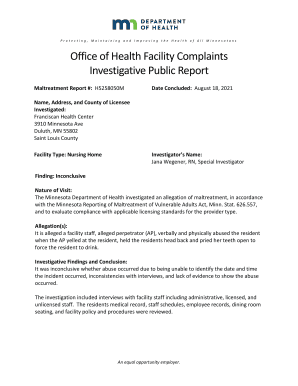 Fillable Online Mandated Reporting of Maltreatment - MN Dept. of Health ...