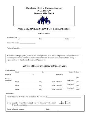 Fillable Online cdl application for employment Fax Email Print - pdfFiller