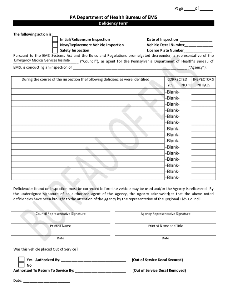 Fillable Online Safety Inspection Bulletins - DMV - PA.GOV Fax Email ...