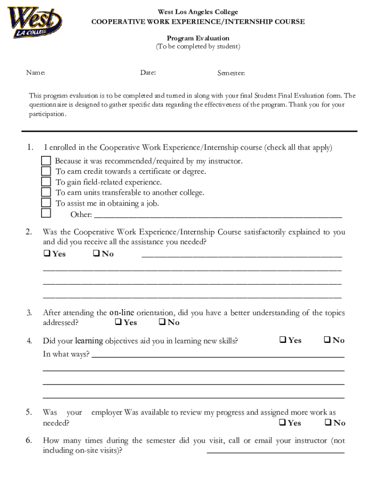 Fillable Online Students - Work Experience Education Program Fax Email Print - pdfFiller