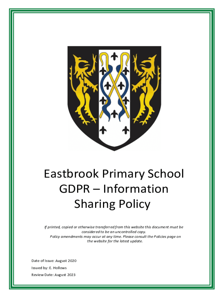 Fillable Online Information Sharing Agreement - Derbyshire SchoolsNet ...