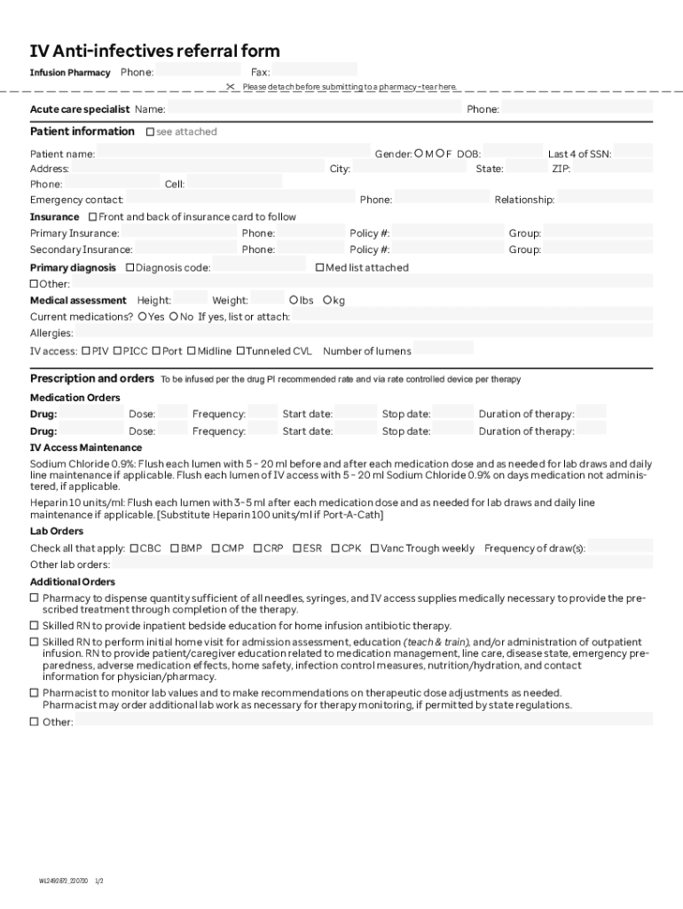 Fillable Online IV Anti-infectives referral form Fax Email Print ...