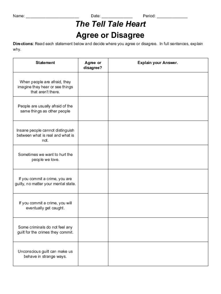 Fillable Online The Tell-Tale Heart Activity Packet Edgar Allan Poe Fax ...