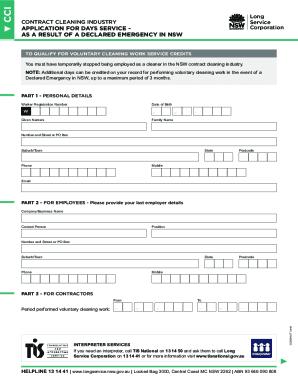 Fillable Online contract cleaning industry (portable long service leave ...