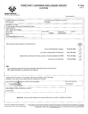 Fillable Online third party sponsor disclosure report Fax Email Print ...