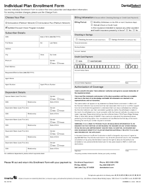 Fillable Online Individual Plan Enrollment Form Fax Email Print - pdfFiller