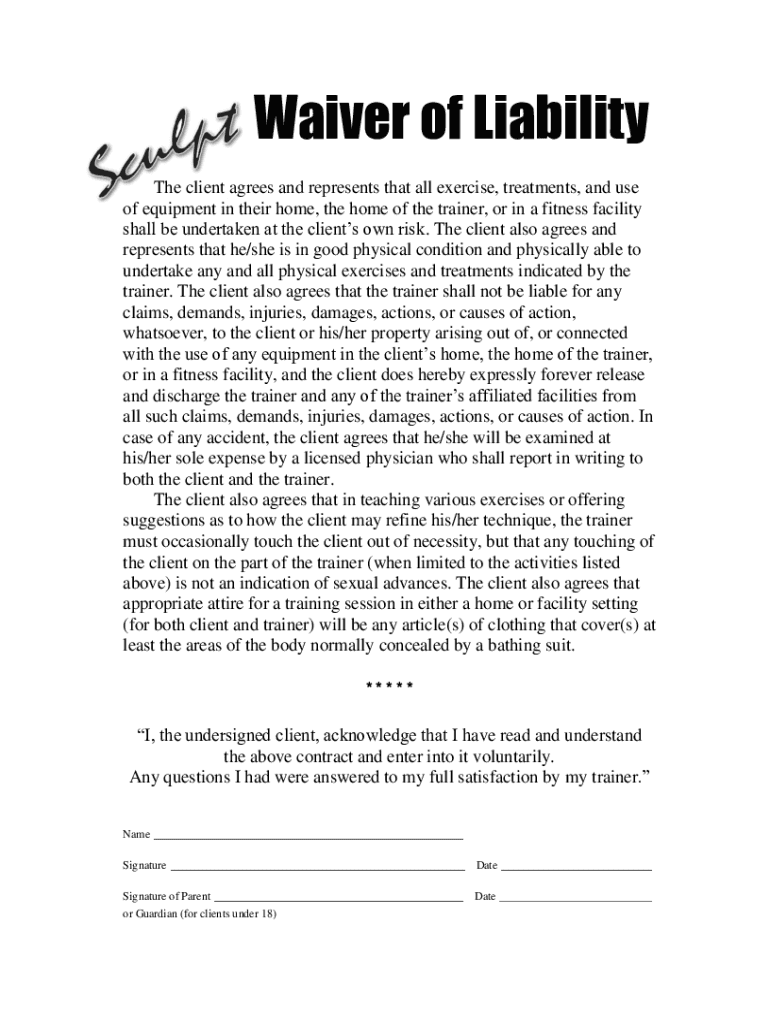Fillable Online Liability Waiver Forms and Your Legal Position as a ...