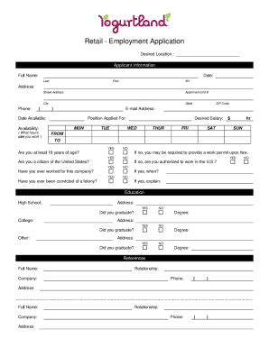 Fillable Online Fillable Online Employment Application Form ... Fax ...