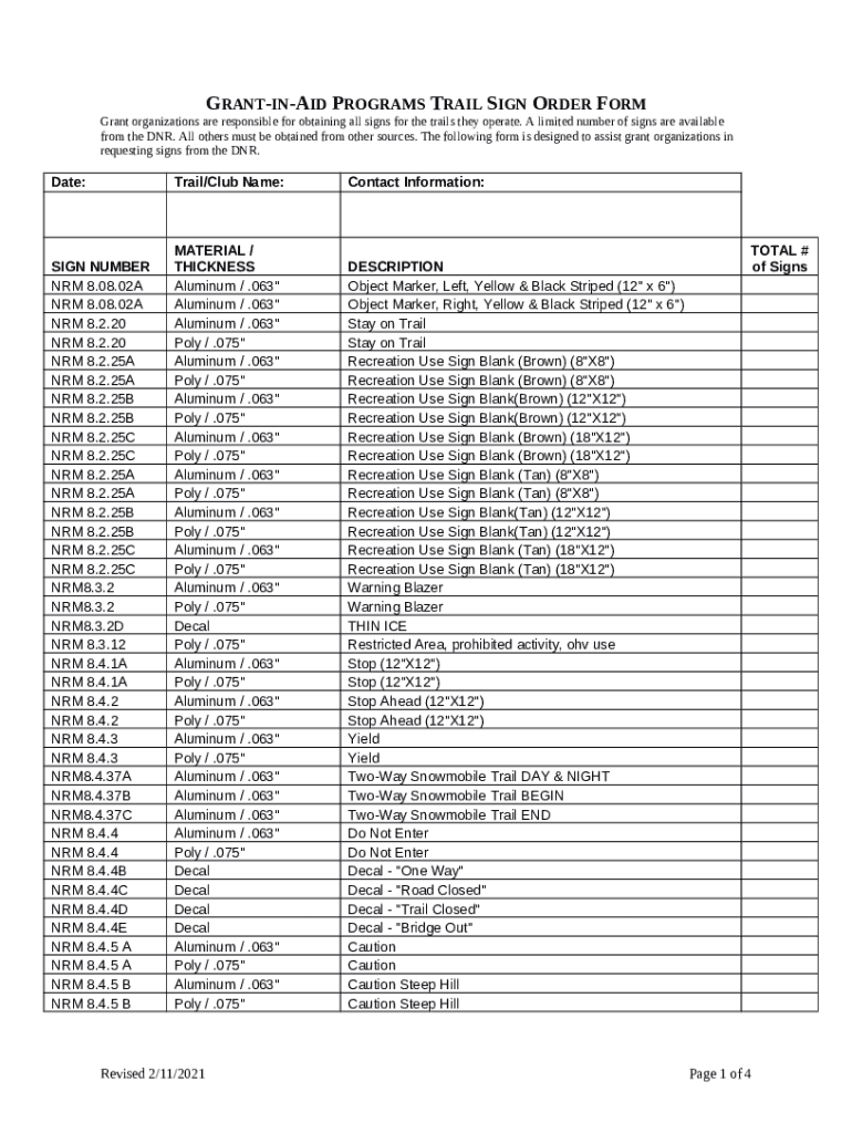 GIA Program Trail Sign Order - files dnr state mn Doc Template | pdfFiller