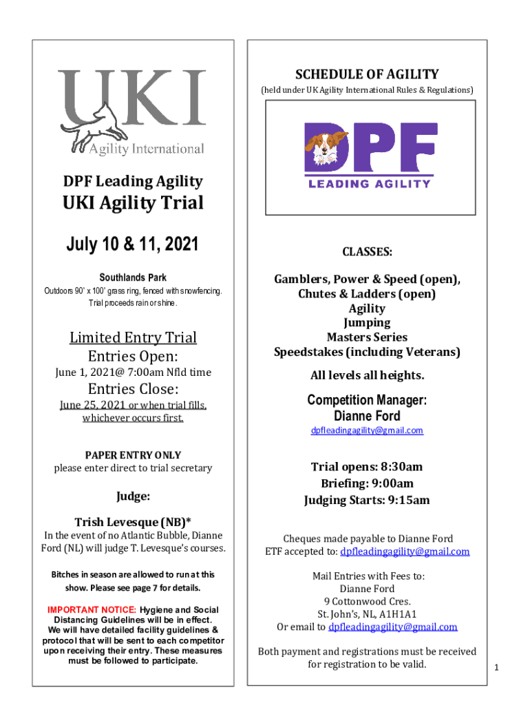 Fillable Online UKI Dog Agility trial to be held at FENCE Fax Email ...