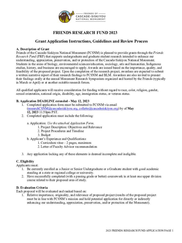 Fillable Online Friends Research Fund Application-2023 extended ...