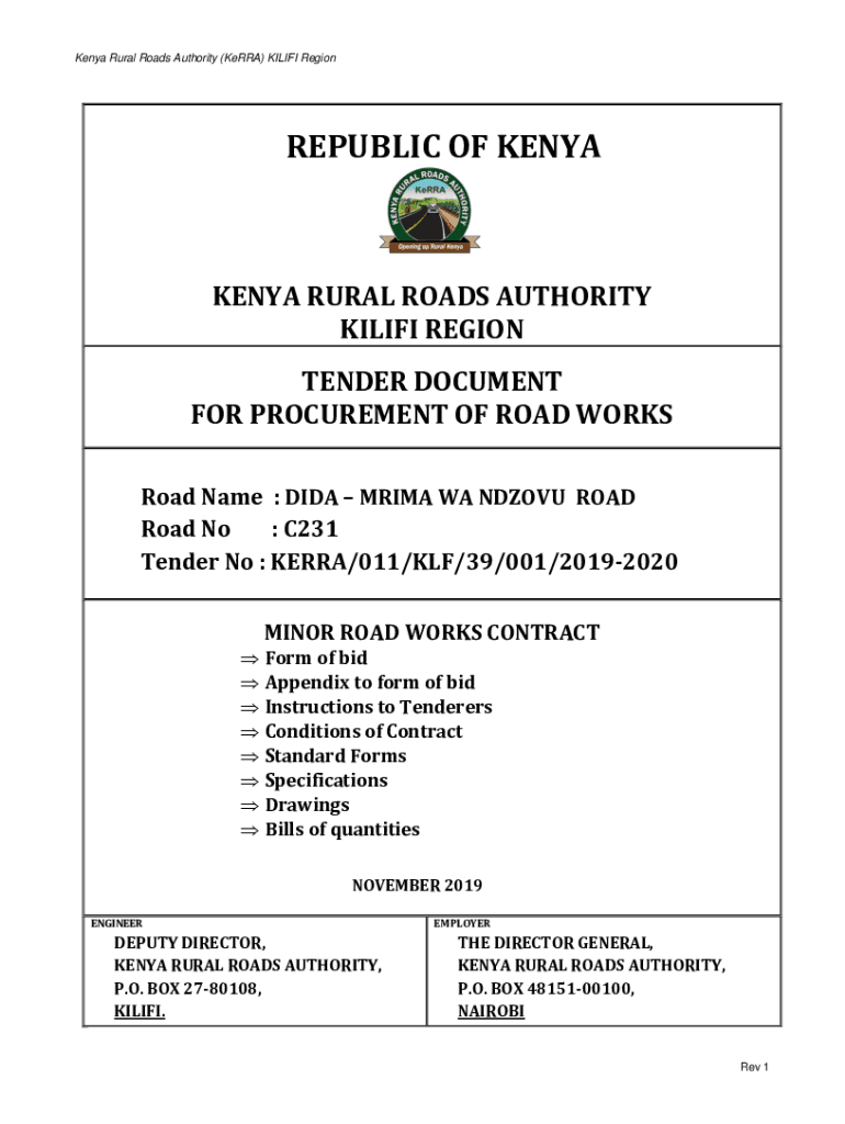 Fillable Online kerra go Fillable Online tenders kerra go KENYA RURAL ...