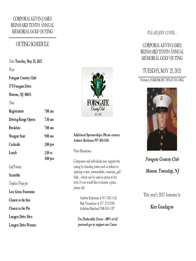 Fillable Online Attend First Annual Memorial Golf Outing For Corporal ...