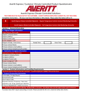 Fillable Online Averitt Forms Specialized LTL Service Fax Email Print ...