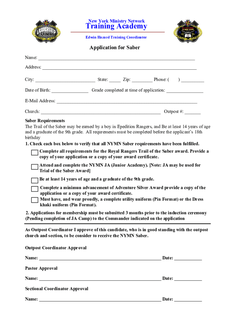 Fillable Online Application For Saber Fax Email Print - pdfFiller