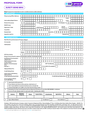 Fillable Online Surety Bond Bima Unconditionalconditional Proposal Form ...