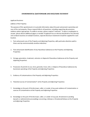 Fillable Online Environmental Questionnaire and Disclosure Statement ...