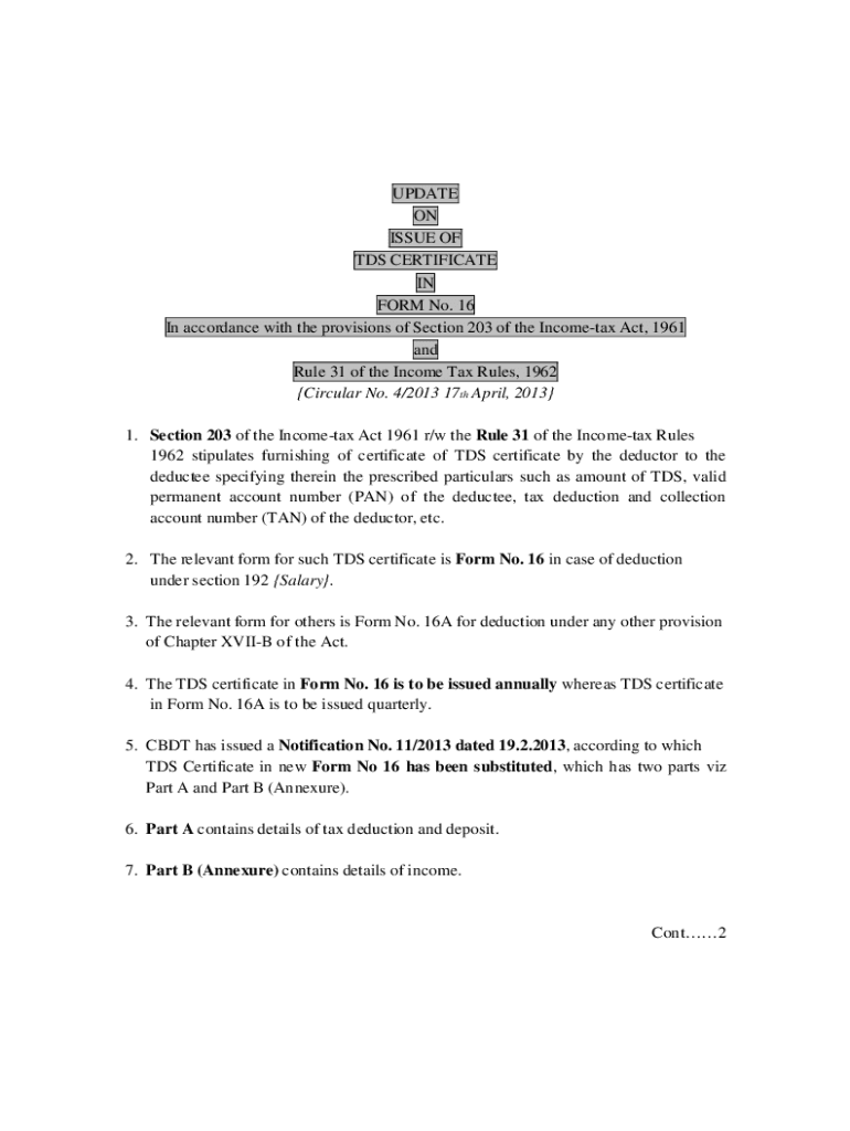 Fillable Online Issuance of certificate for tax deducted at source in ...