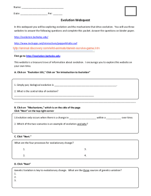 Fillable Online The Evolution Lab ANSWER KEY 1 Fax Email Print - pdfFiller