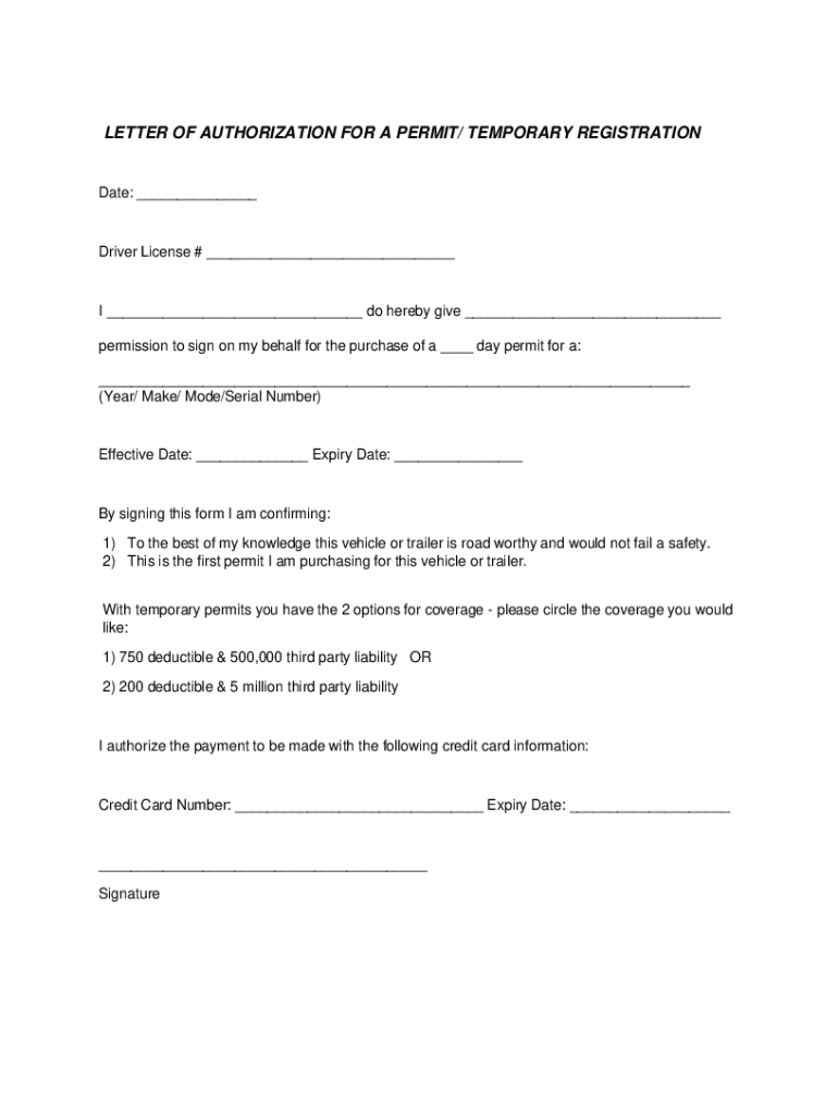 Fillable Online LETTER OF AUTHORIZATION FOR A PERMIT Fax Email Print ...