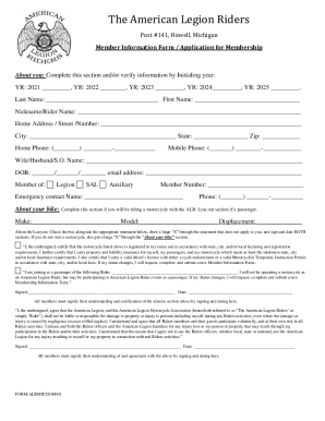 Fillable Online AMERICAN LEGION RIDERS FORMS AND RESOURCES Fax Email ...