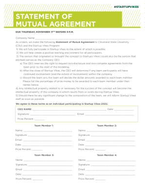 Fillable Online STATEMENT OF MUTUAL AGREEMENT Fax Email Print - pdfFiller
