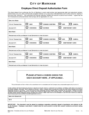 Fillable Online Employee Direct Deposit Authorization Form ... Fax ...