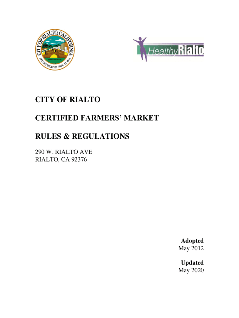 Fillable Online Rialto Certified Farmers' Market Vendor Interest Form ...