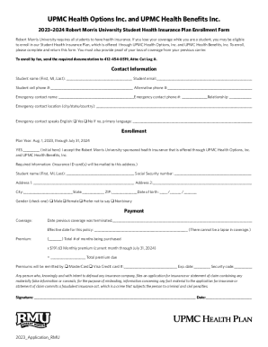 Fillable Online UPMC Health Options Inc. and UPMC Health Benefits Inc ...