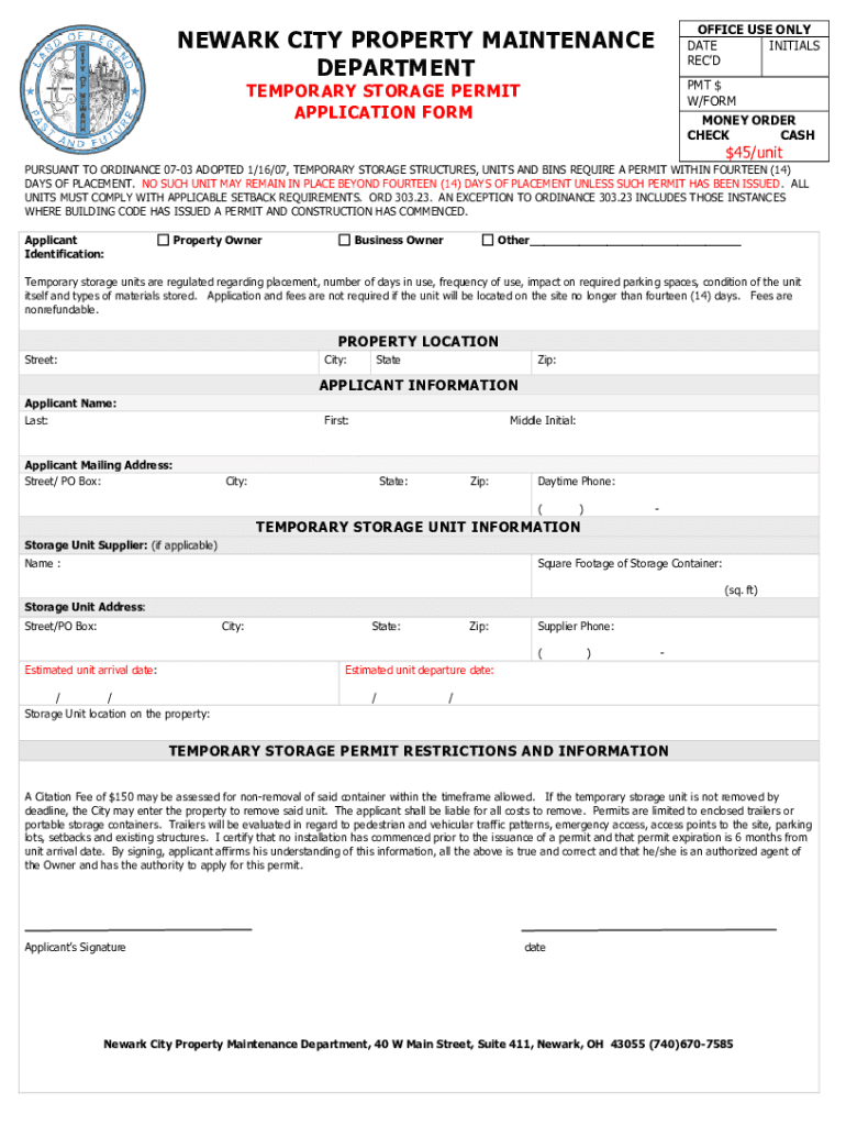 Fillable Online temporary storage permit application form Fax Email ...