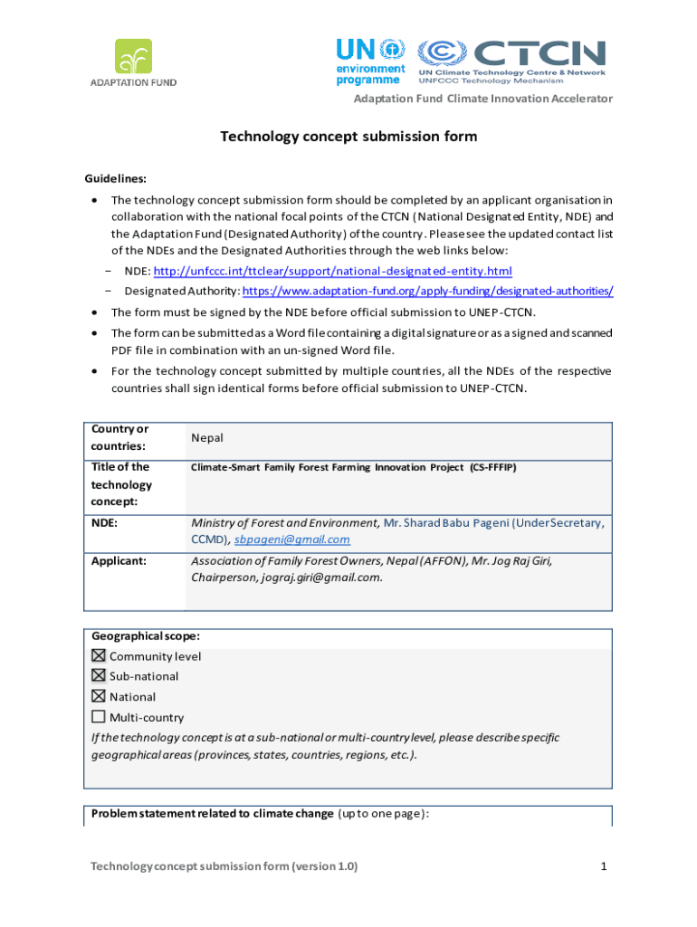 Fillable Online Adaptation Fund Climate Innovation Accelerator (AFCIA) Fax Email Print - pdfFiller