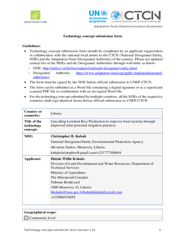 Fillable Online Technology concept submission form should be completed by an applicant ...
