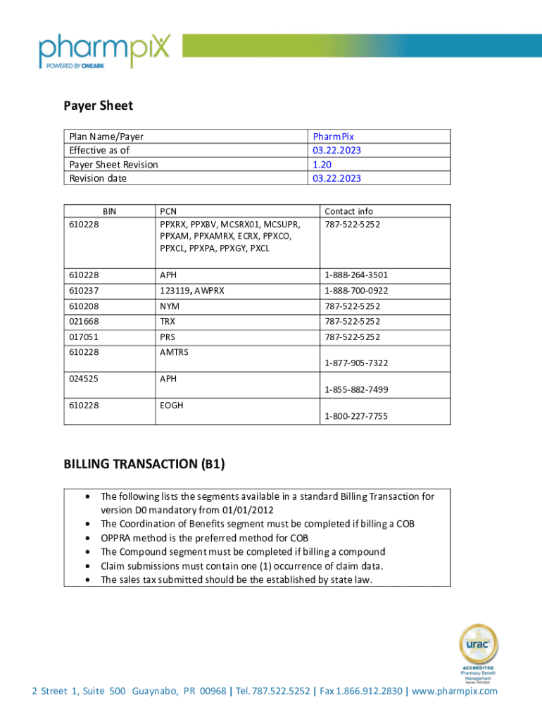 Fillable Online Payer Sheet BILLING TRANSACTION (B1) Fax Email Print ...