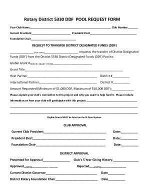 Fillable Online Rotary District 5330 DDF POOL REQUEST FORM Fax Email ...