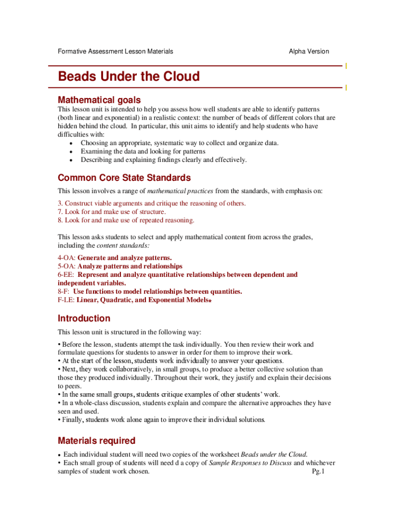 Fillable Online Formative Assessment Activities: Can They Do the Math ...