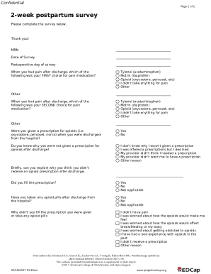 Fillable Online 2-week postpartum survey Fax Email Print - pdfFiller