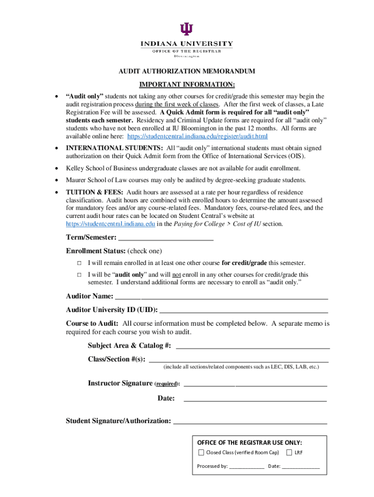 Fillable Online AUDIT AUTHORIZATION FORM Fax Email Print - pdfFiller