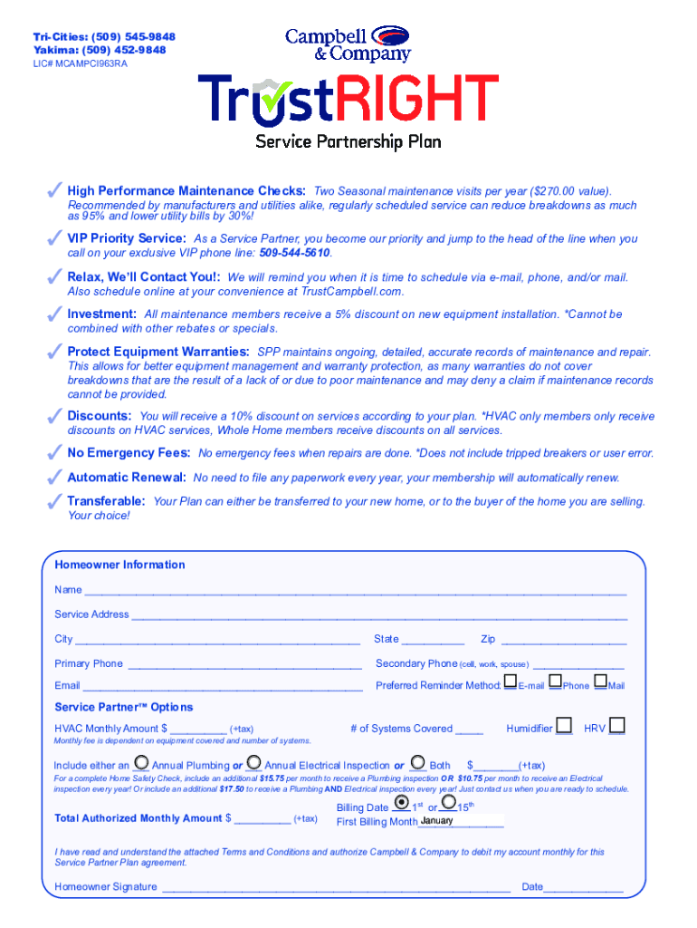 Fillable Online Two Seasonal maintenance visits per year ($270.00 value ...