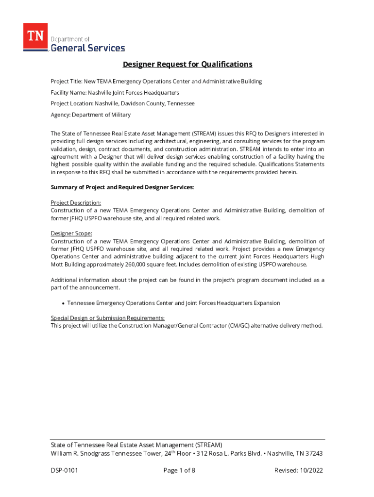 Fillable Online Project Title: New TEMA Emergency Operations Center and ...