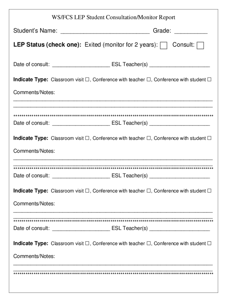 Fillable Online LEP consult-monitor form.doc Fax Email Print - pdfFiller