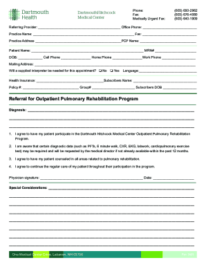 Fillable Online Outpatient Pulmonary Rehabilitation Program Referral ...