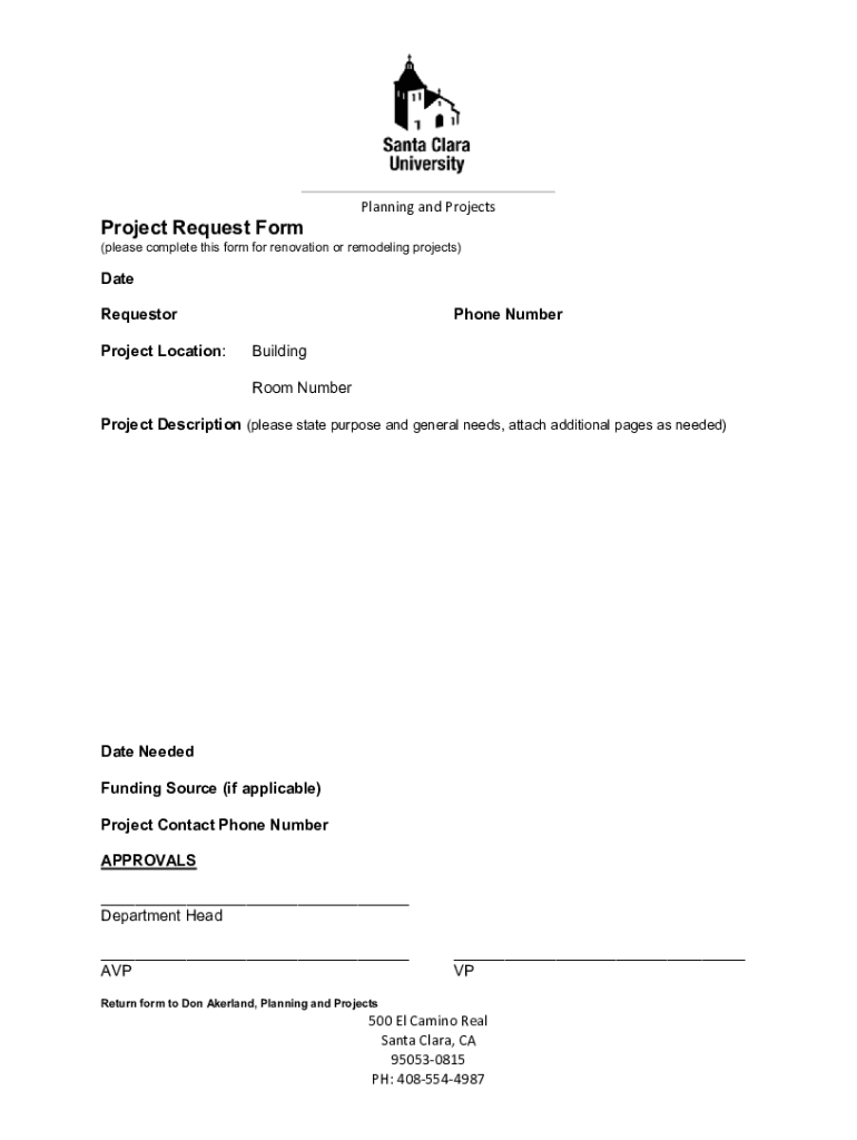 Fillable Online university-operations scu Fillable Project Request Form ...