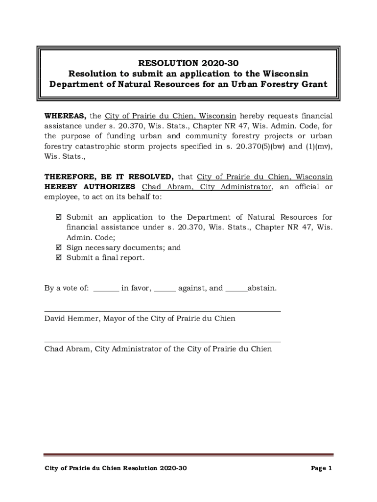 Fillable Online Sample Combined Authorizing Resolution for Urban ...