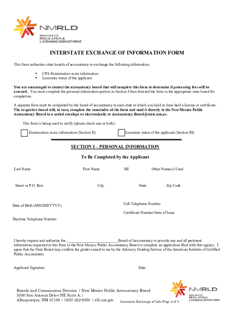 Fillable Online Instruction Sheet for Authorization for Interstate Exchange ... Fax Email Print ...