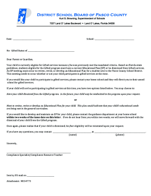 Fillable Online Gifted OSS letter Fax Email Print - pdfFiller