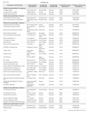 Fillable Online Facilities List Facility Name (dFacility.02) Facility ...