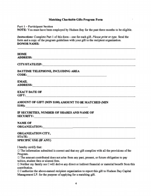 Fillable Online Matching Charitable Gifts Program Form Fax Email Print ...