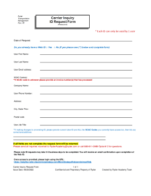 Fillable Online Carrier Inquiry Id Request Form Fax Email Print - pdfFiller