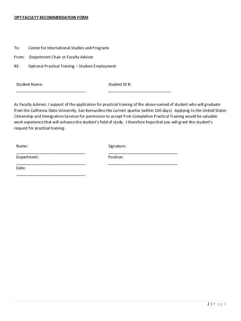 Fillable Online F1 Optional Practical Training (OPT) Application Guide ...